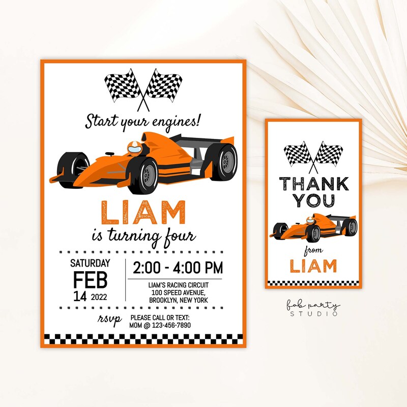Race Car Invitations - Etsy