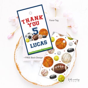 All Star Sports Birthday Party Invitation + Favor Tag Digital Template ...