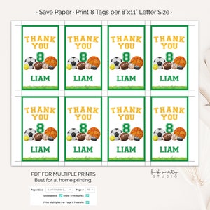 Sports Game Birthday Party Invitation + Favor Tag Digital Template ...