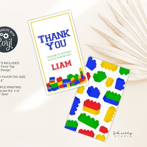 Building Blocks Birthday Party Favor Tag Template | Brick Toys Loot Bag ...