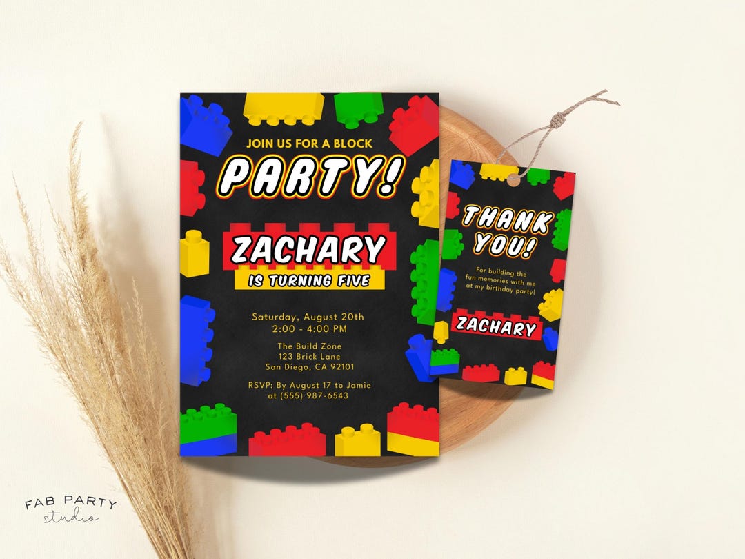 Building Blocks Birthday Favor Tag + Favor Tag | Toy Bricks Theme Party ...