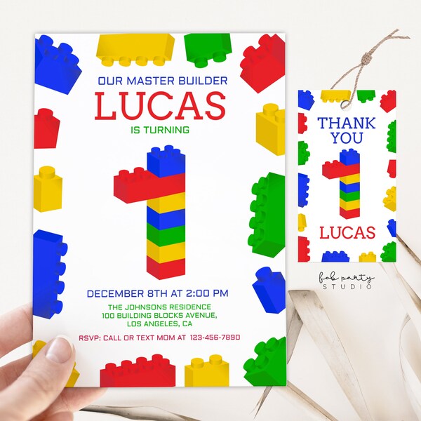 Number Block Birthday Invitation - Etsy