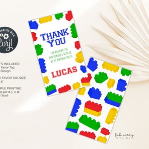 Building Blocks Birthday Party Favor Tag Digital Template | Brick Toys ...