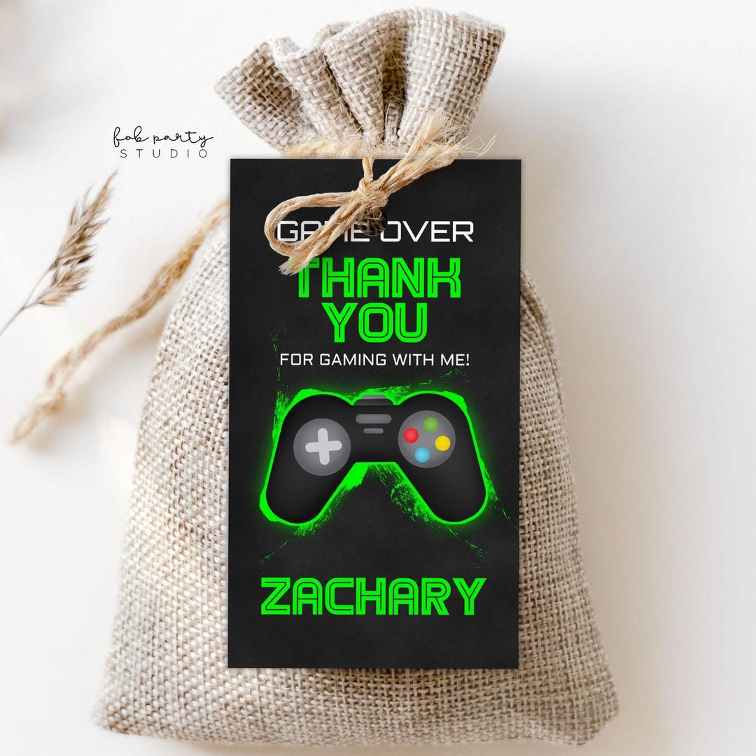 Gamer Birthday Party Favor Tag Template | Online Gaming Loot Bag ...