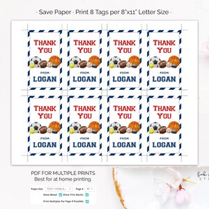 Sports Ball Games Birthday Party Invitation Favor Tag Digital Template ...
