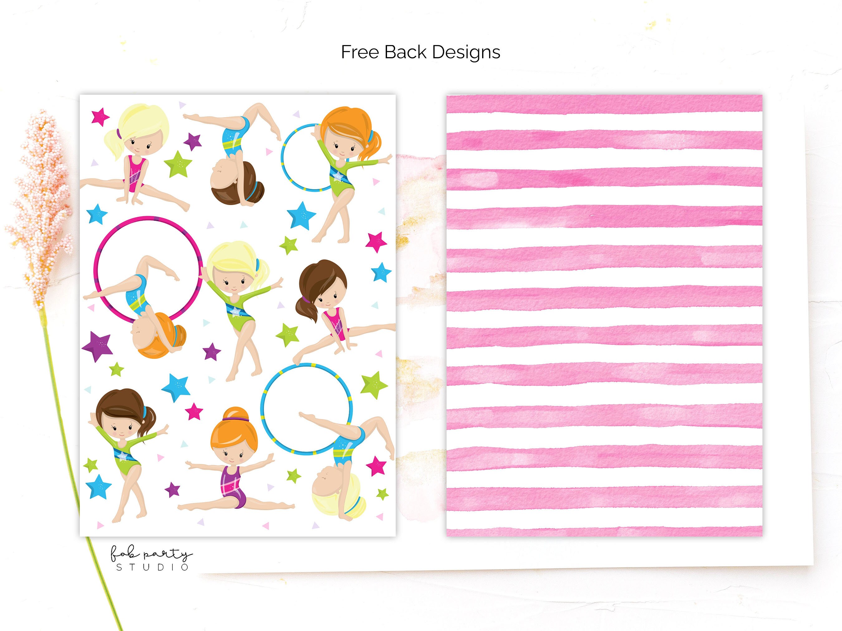 Gymnastics Girl Birthday Party Invitation Thank You Card - Etsy