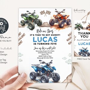 ATV Quad Bike Birthday Party Invitation + Favor Tag | Editable Off-road ...