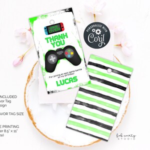 Gamer Birthday Party Favor Tag Template | Online Gaming Loot Bag ...