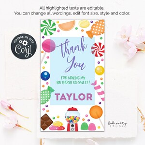 Candy Land Birthday Party Favor Tag Template, Girl Candy Sweets Loot ...