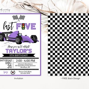 Race Car Fast Five Birthday Party Invitation Favor Tag Digital Template ...