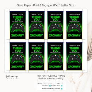 Gamer Birthday Party Favor Tag Template | Online Gaming Loot Bag ...