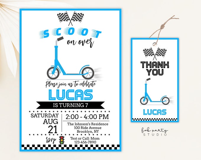 Scooter Party Invitation Scooter Bike Themed Party Invitations Teenage ...