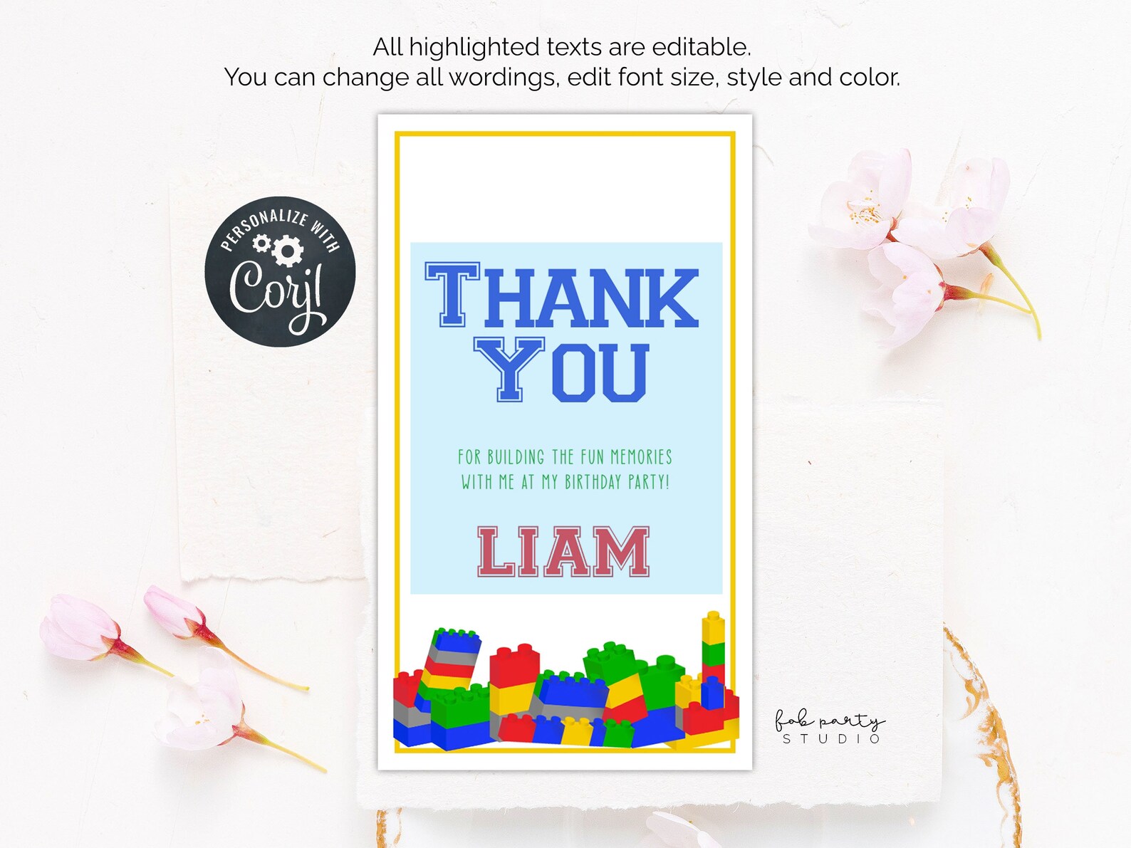 Building Blocks Birthday Party Favor Tag Template Brick Toys - Etsy