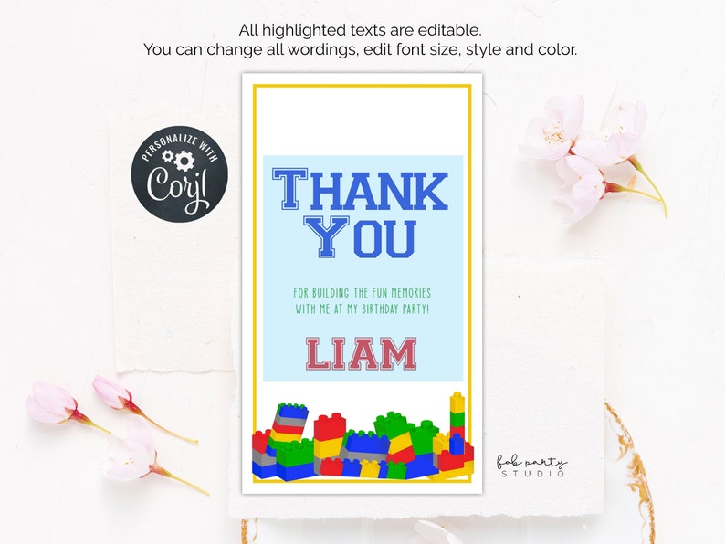 Building Blocks Birthday Party Favor Tag Template Brick Toys - Etsy