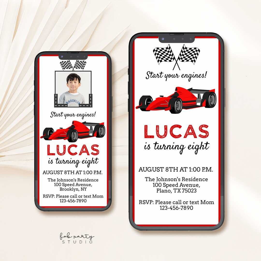 Race Car Birthday Party Invitation Template Red Racecar Editable ...
