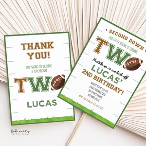 Football Second Down Birthday Party Invitation Thank You Card Digital ...