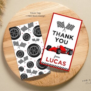 Red Race Car Birthday Party Invitation + Favor Tag Digital Template ...
