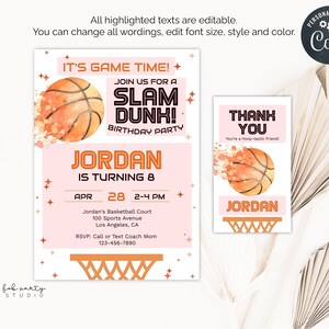 Basketball Birthday Party Invitation & Favor Tag | Sports-themed ...