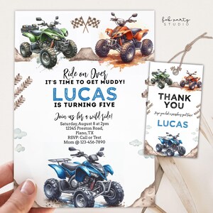 ATV Quad Bike Birthday Party Invitation + Favor Tag | Editable Off-road ...