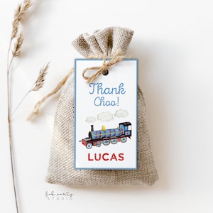 Train Birthday Party Favor Tag Digital Template, Vintage Toy Train ...