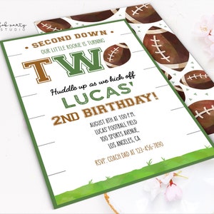 Football Second Down Birthday Party Invitation Thank You Card Digital ...