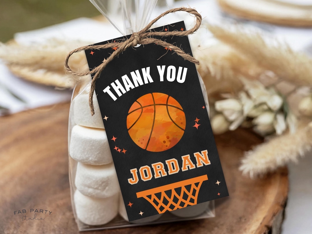 Basketball Game Birthday Party Favor Tag Digital Template | Hoop Shots ...