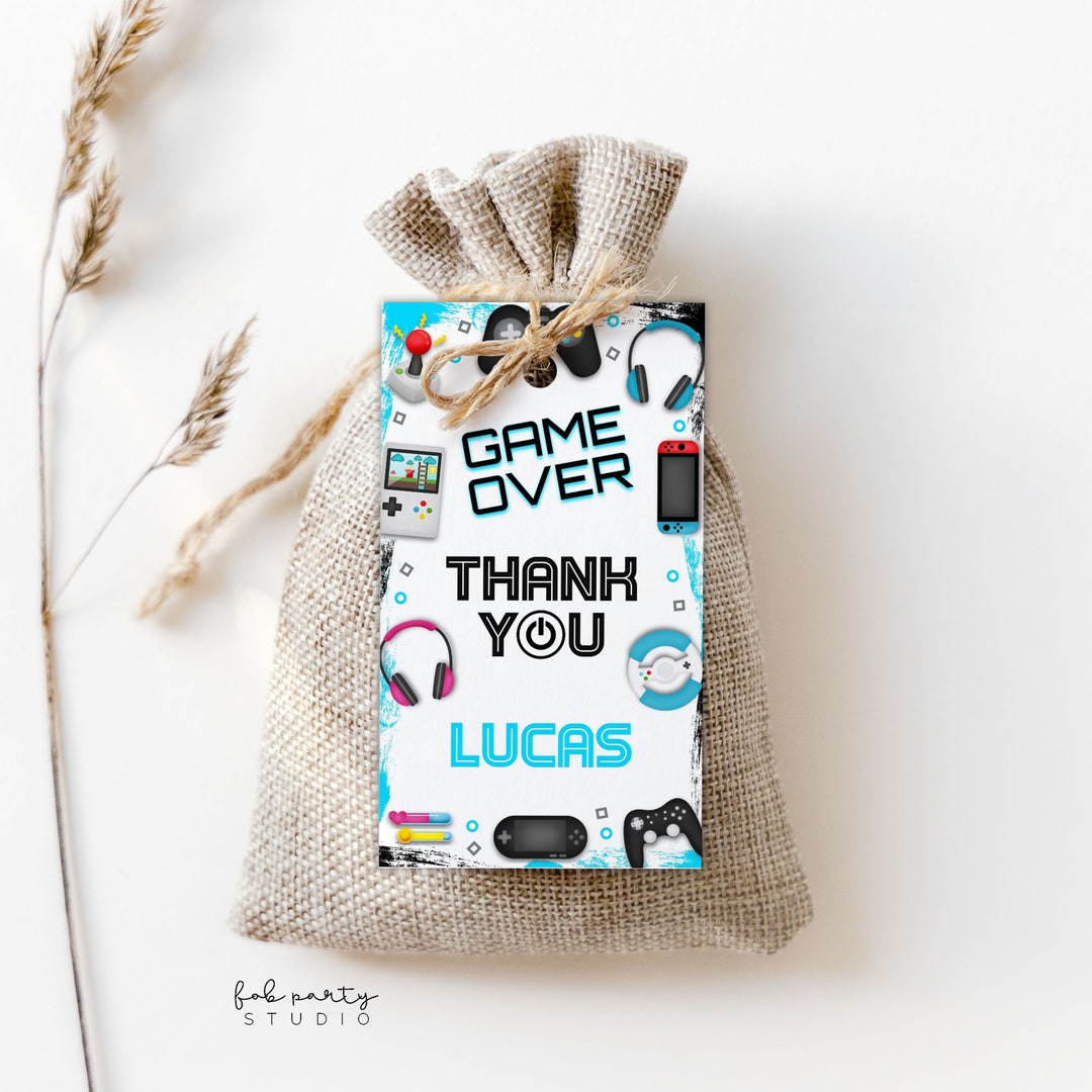 Video Game Party Favor Tags | Editable Gamer Birthday Party Tags ...