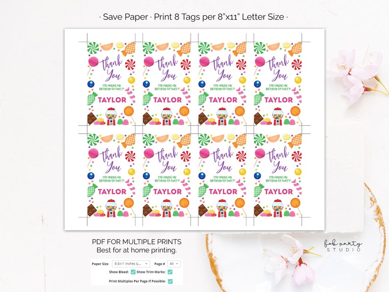 Candy Land Birthday Party Favor Tag Template Girl Candy - Etsy
