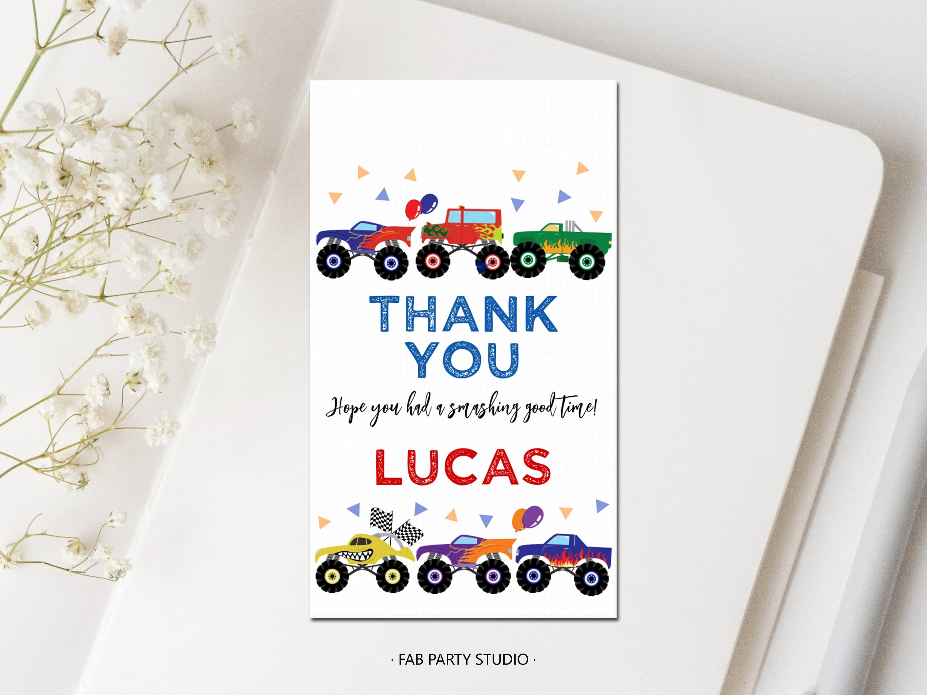 Monster Trucks Birthday Party Favor Tag Template Trucks Loot - Etsy