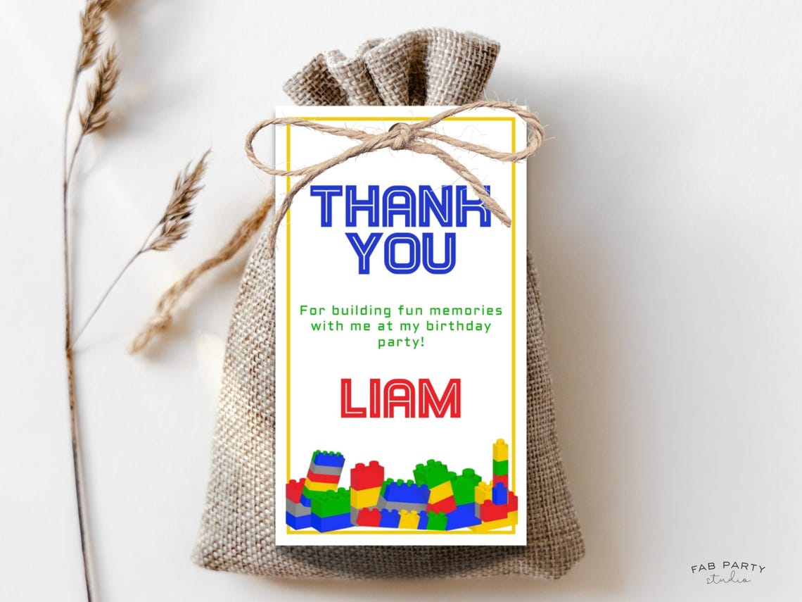 Building Blocks Birthday Favor Tag | Toy Bricks Party Printable ...