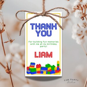 Building Blocks Birthday Party Favor Tag Template | Brick Toys Loot Bag ...