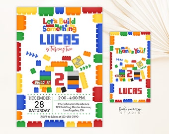 Building Blocks Invitation Blocks Birthday Party Builders - Etsy