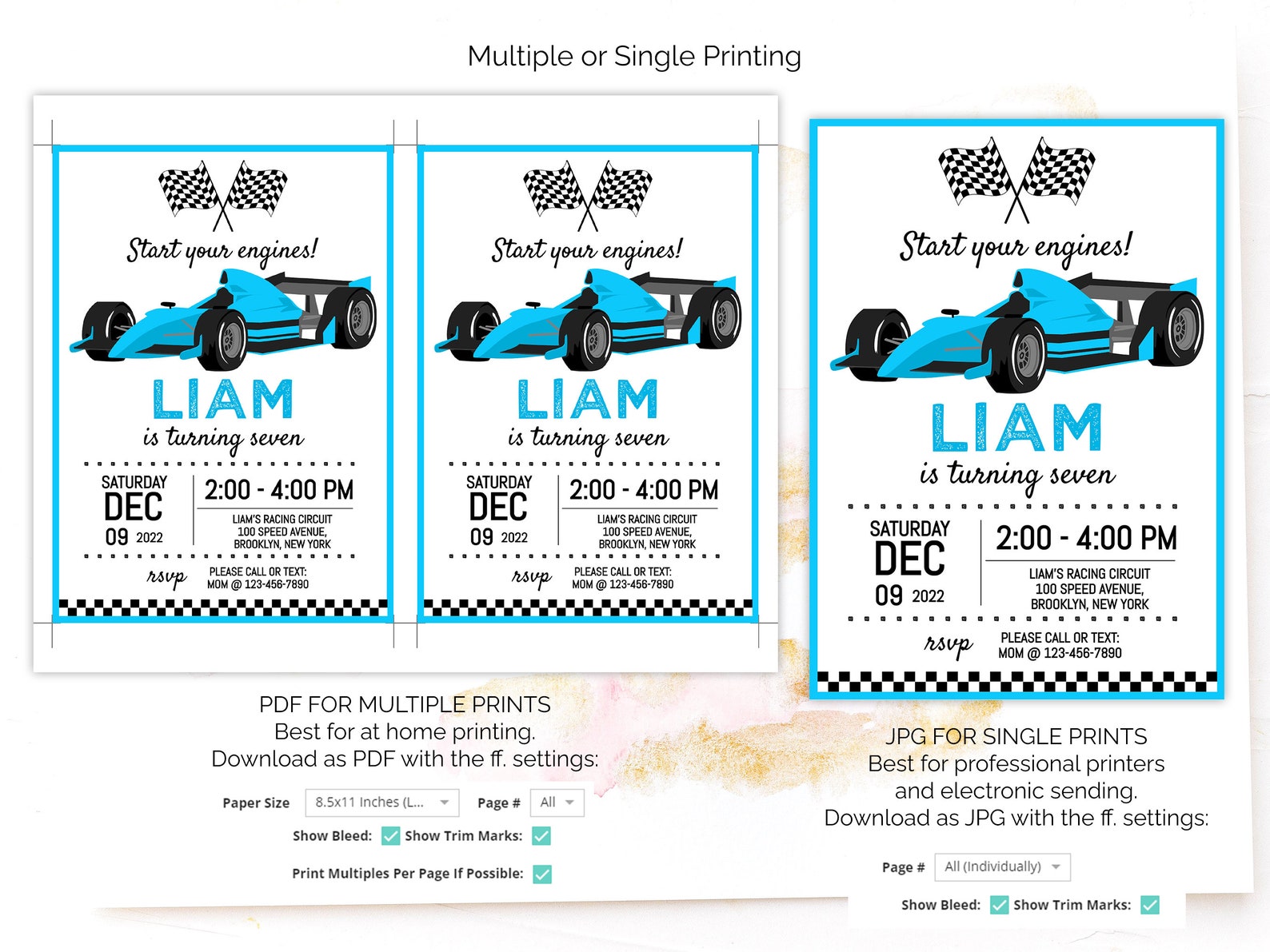 Race Car Birthday Party Invitation Thank You Card Digital - Etsy