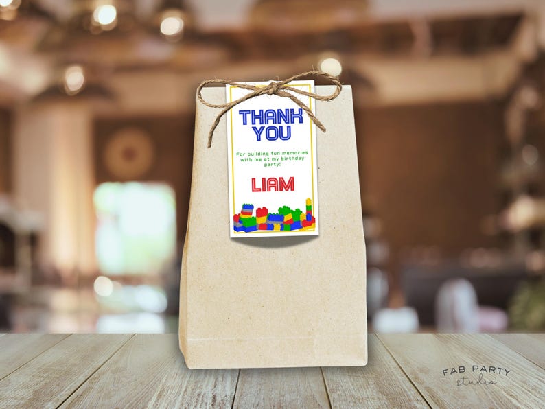 Building Blocks Birthday Party Favor Tag Template | Brick Toys Loot Bag ...