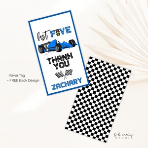 Race Car Fast Five Birthday Party Invitation Favor Tag Digital Template ...