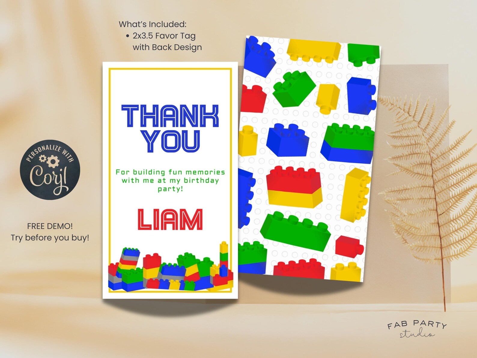 Building Blocks Birthday Party Favor Tag Template | Brick Toys Loot Bag ...