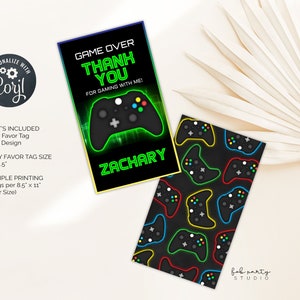 Gamer Birthday Party Favor Tag Template | Online Gaming Loot Bag ...