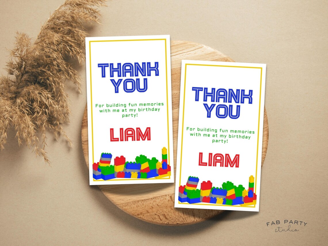 Building Blocks Birthday Party Favor Tag Template | Brick Toys Loot Bag ...