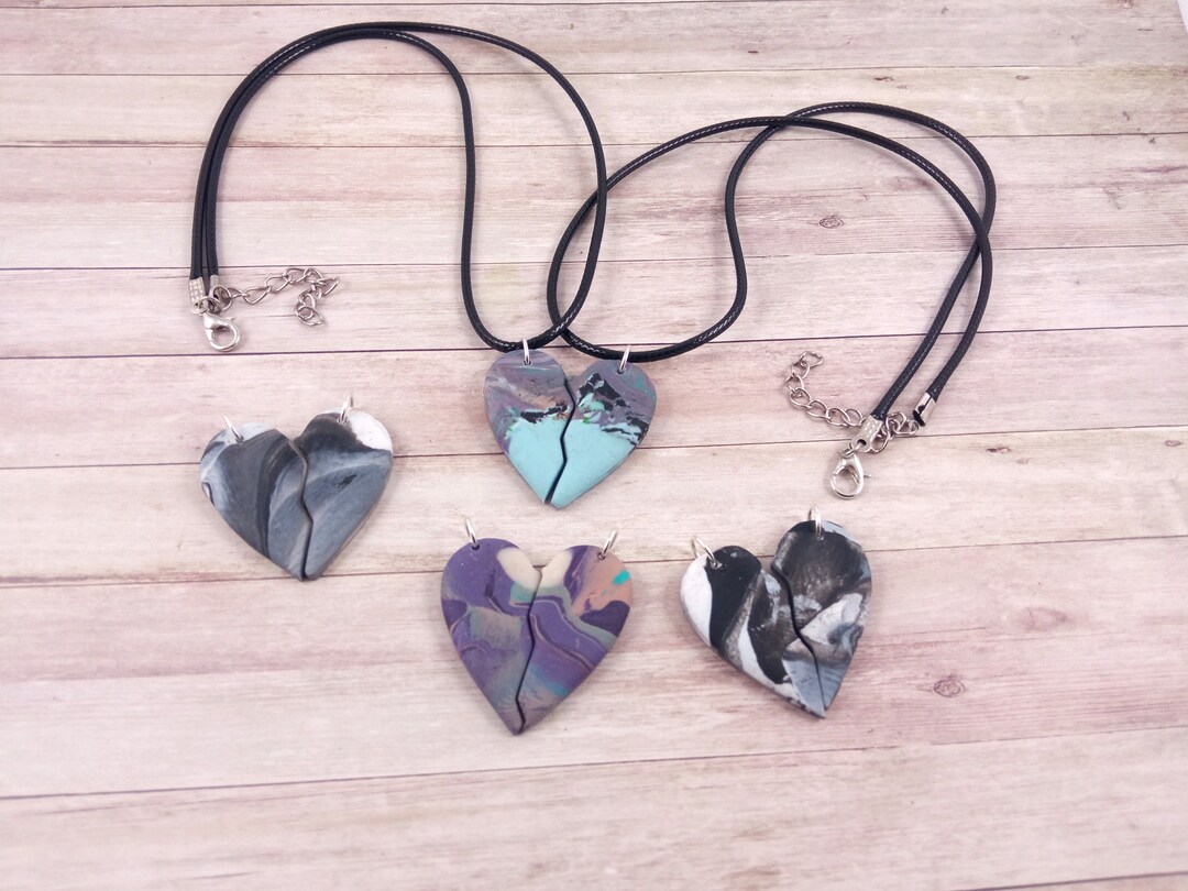 6 Variants Partner Jewelry Set "heart B"/ Necklace With Half a Heart ...