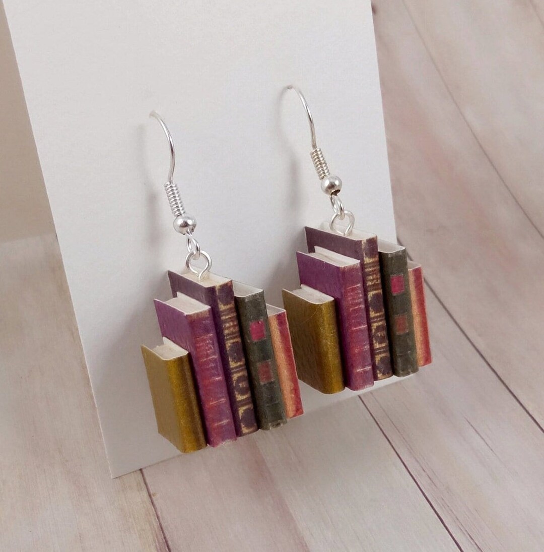 Book Earring Old/books Jewelry/bibliophile Earrings/teacher Drop ...