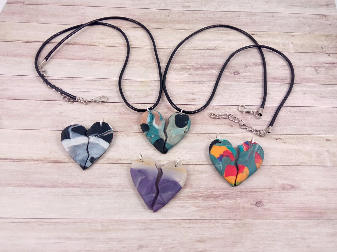 7 Variants Partner Jewelry Set "heart"/ Necklace With Half a Heart ...