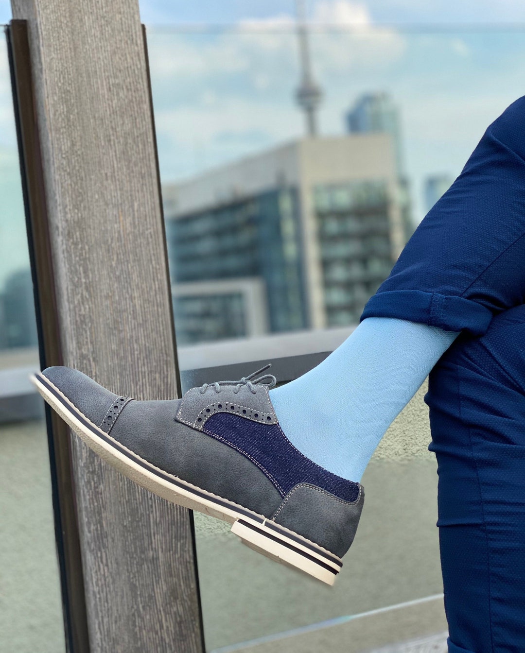 Men's Dusty Blue Dress Socks | High Quality Cotton Socks | Four Seasons ...