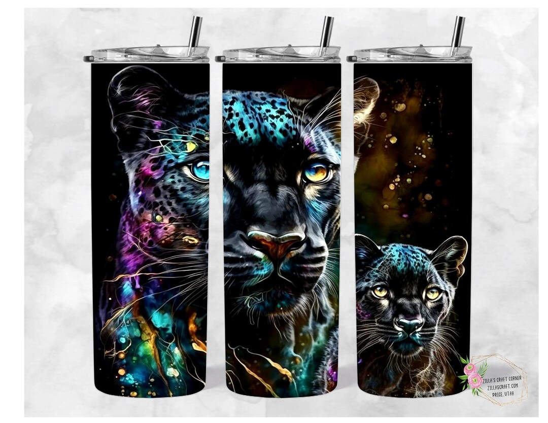 Black Leopard Alcohol Ink 20 Oz Skinny Tumbler Wrap, PNG, Digital ...