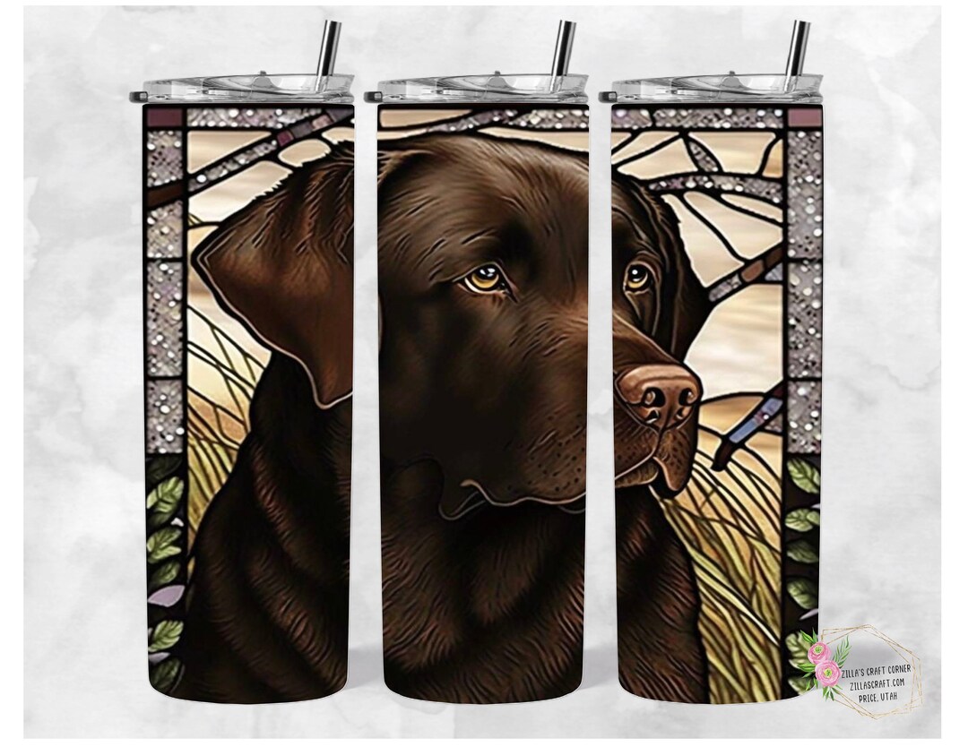 Chocolate Labrador Stained Glass 20oz Tumbler Wrap (PNG Digital ...
