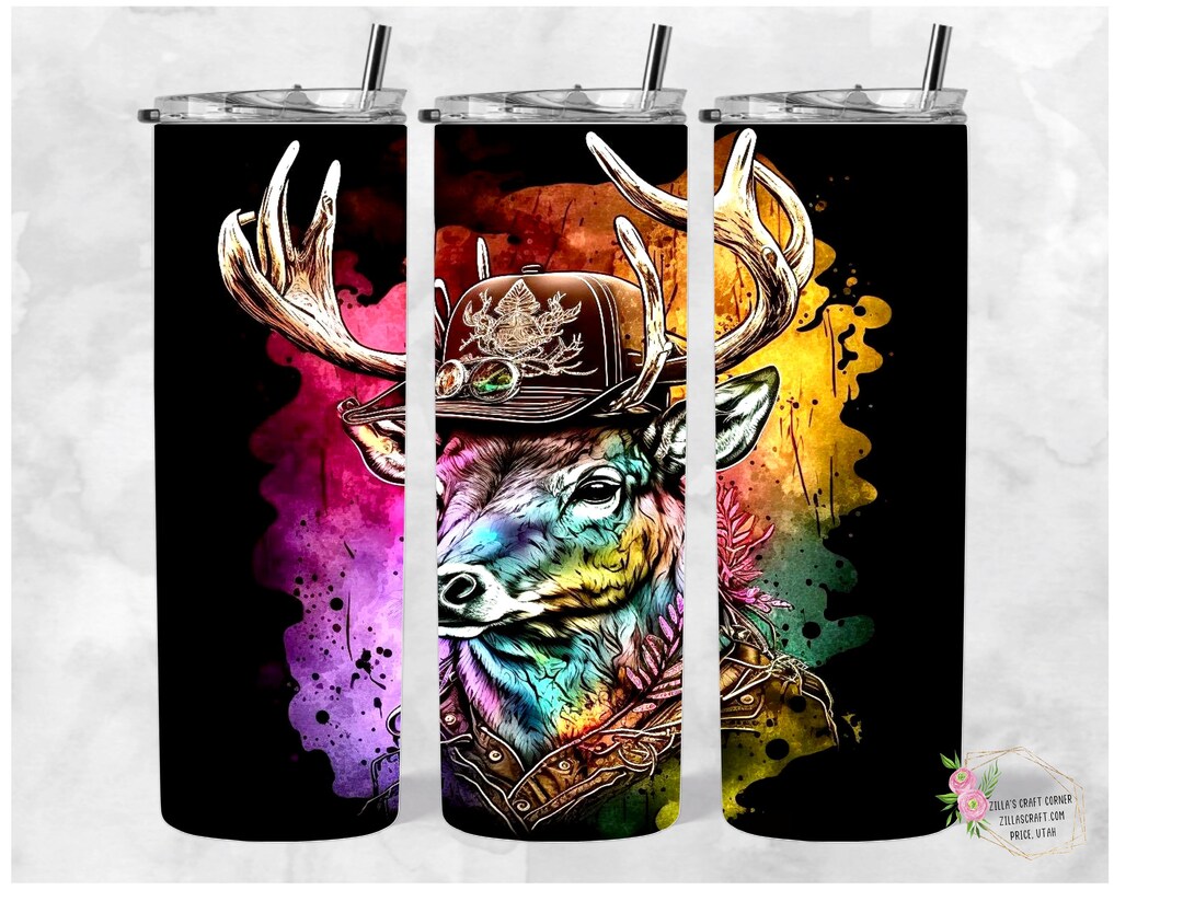 Buck Deer Alcohol Ink 20 Oz Skinny Tumbler, Sublimation Design, Tumbler ...
