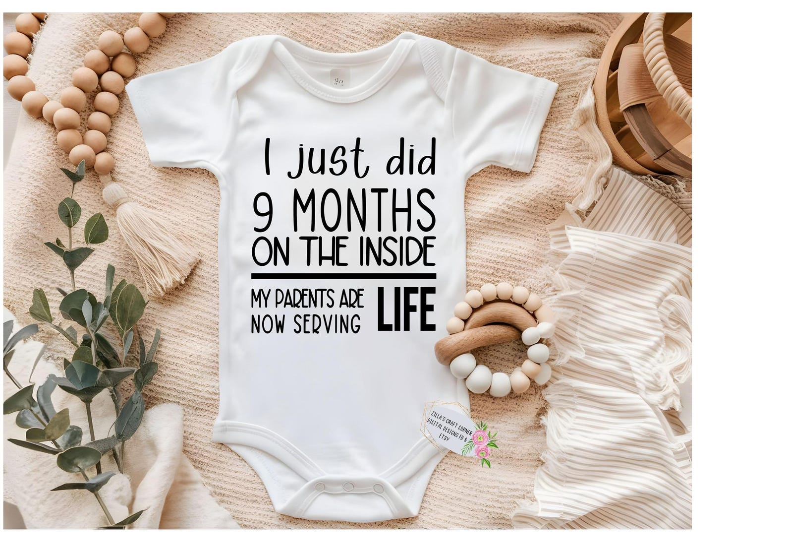 9 Months on the Inside Baby Onsie PNG: Humorous Infant Design (digital ...