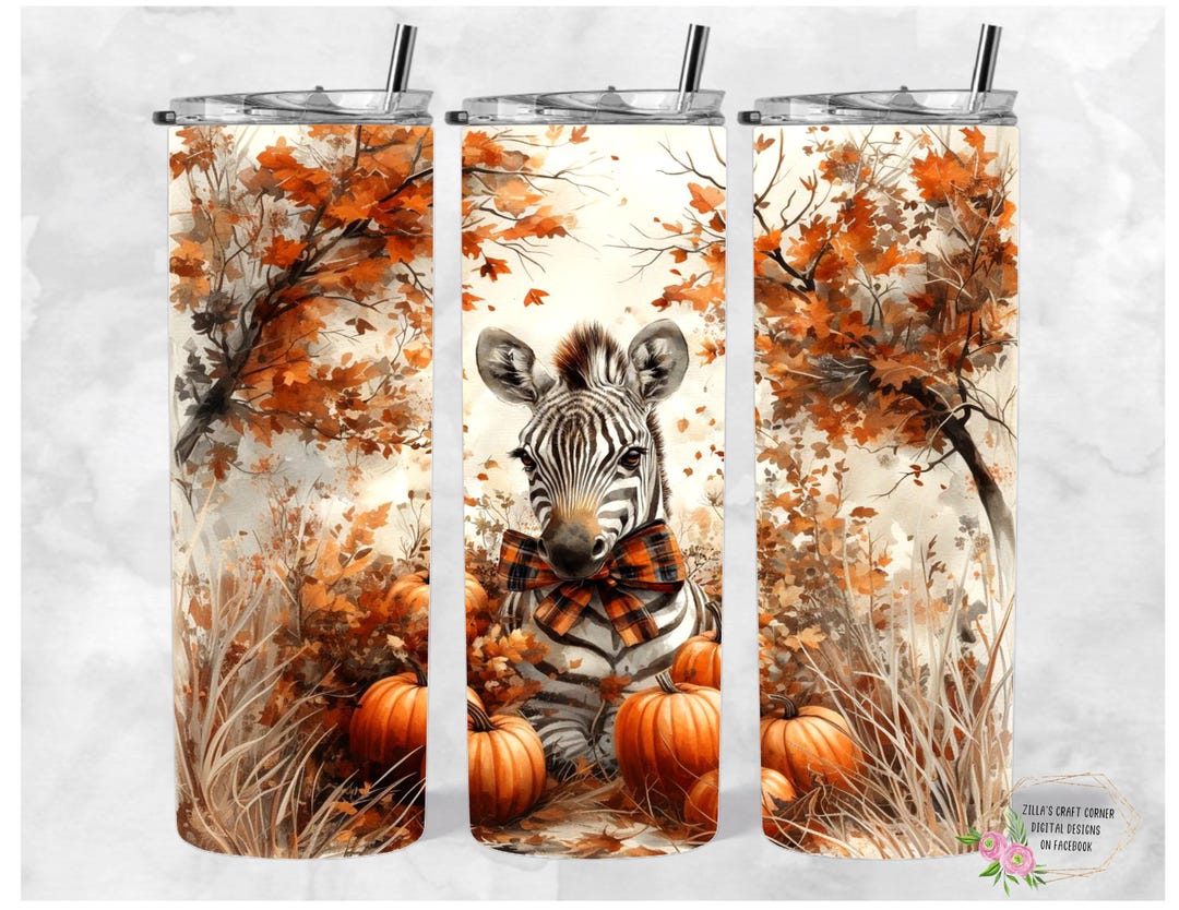 Zebra Pumpkin Patch 20oz Tumbler Wrap: Seamless Fall Design (PNG ...