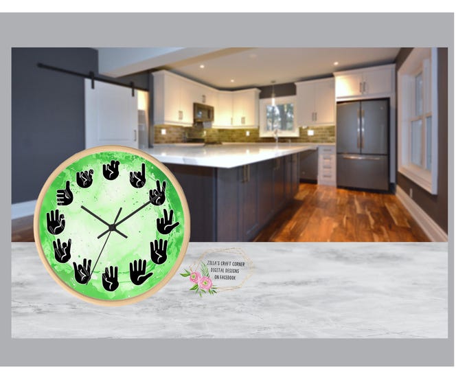CLOCK FACE Sublimation Blanks Hawaiian SHAKA Hand Sign Language Asl ...