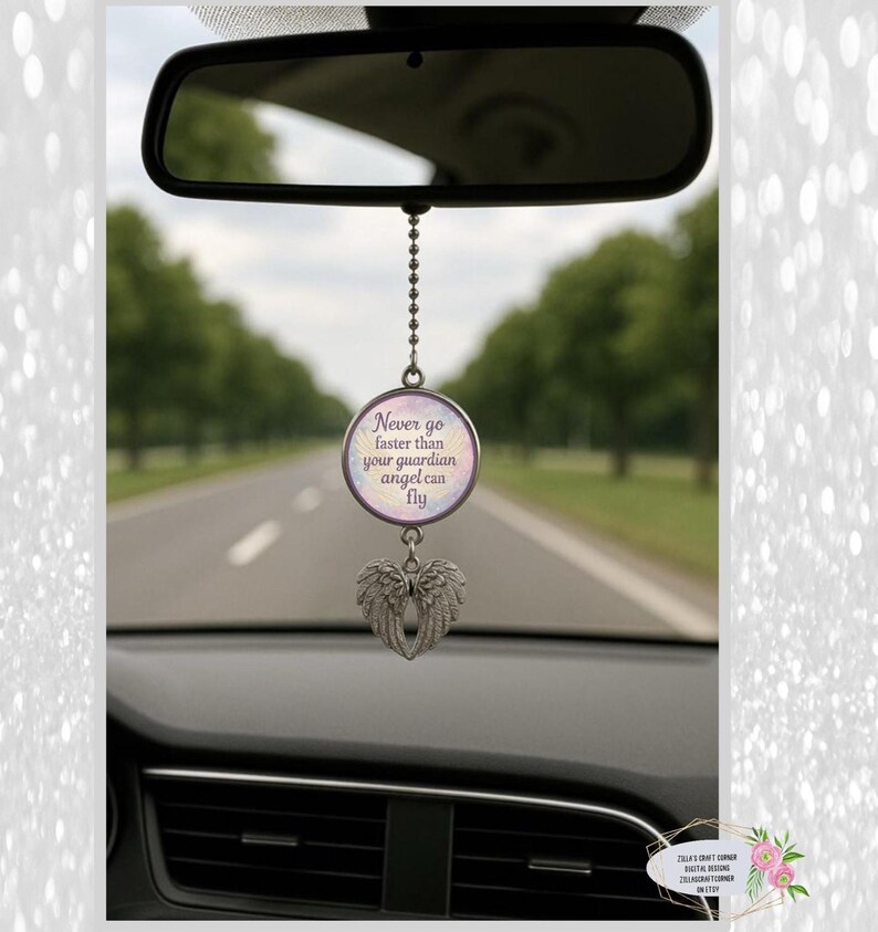 Guardian Angel Car Charm: Inspirational Quote, Angel Wings (PNG Digital ...