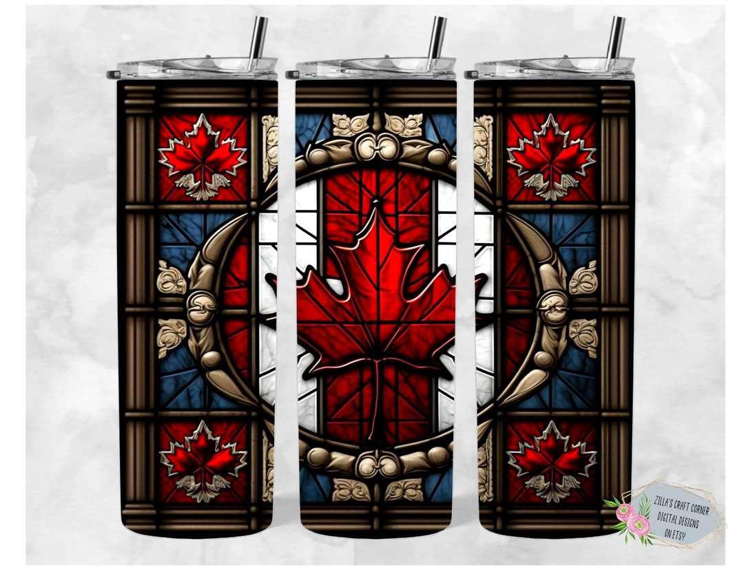 Canadian Flag Stained Glass Tumbler Wrap: Seamless PNG (digital ...